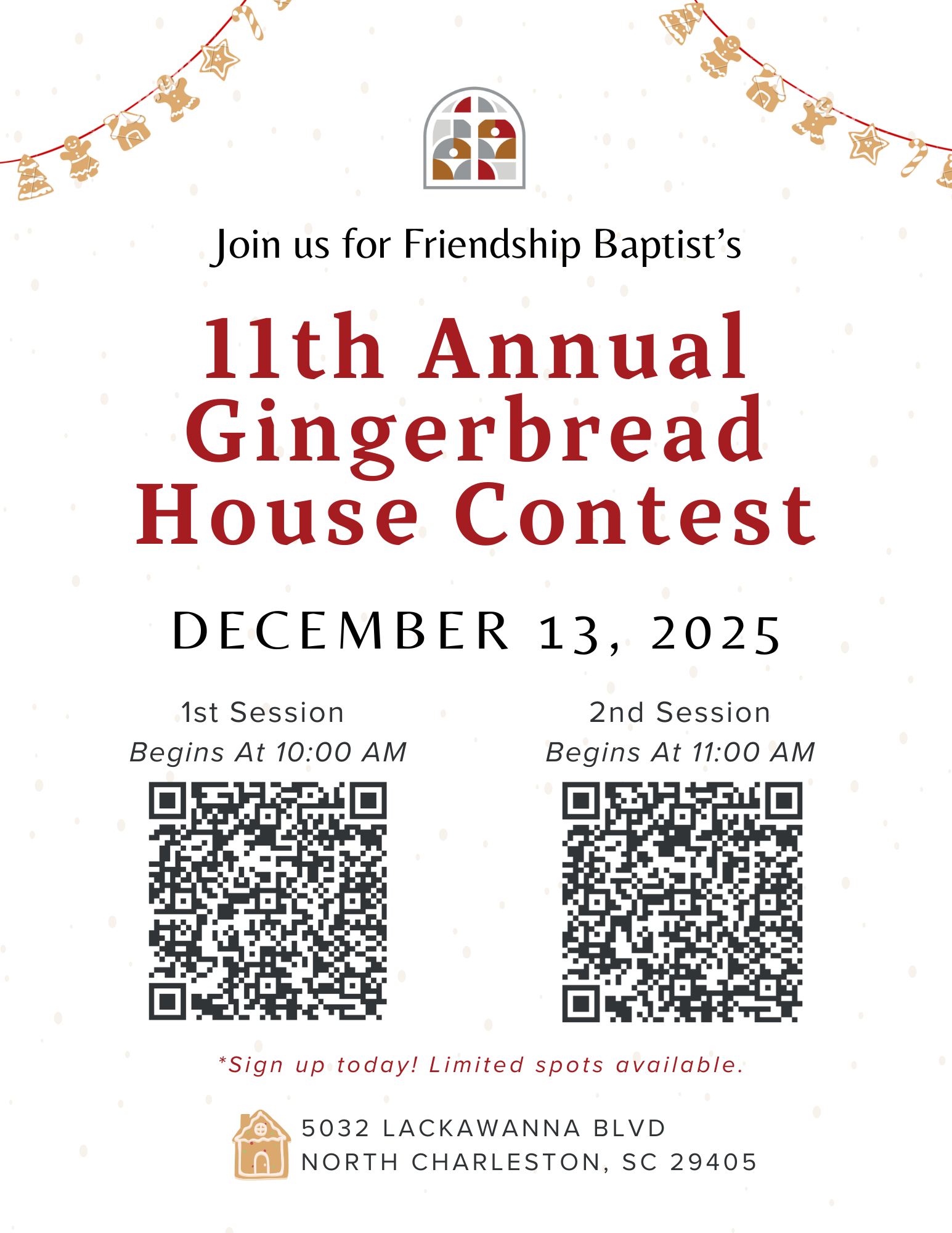 Dec 13 – 11th Annual FBC Gingerbread House Contest – Charleston ...